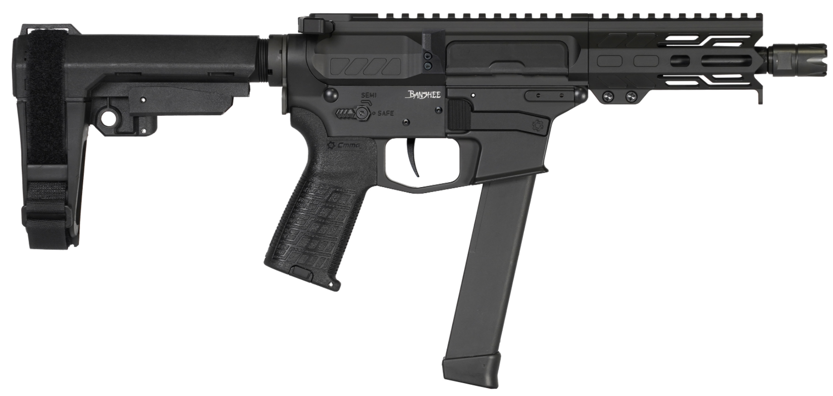 CMMG PISTOL, BANSHEE, MKGS, 9MM, 5in., ARMOR BLK W/ADJ RIP BRACE - Semi ...