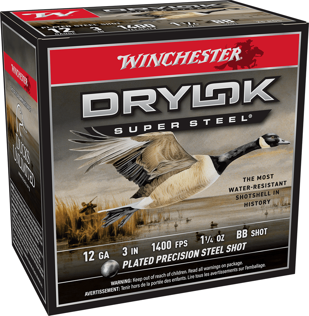 WINCHESTER DRYLOK SUPER STEEL 12 GA 3" BB 1-1/4 OZ 25 RD/BX 10 BX/CS ...